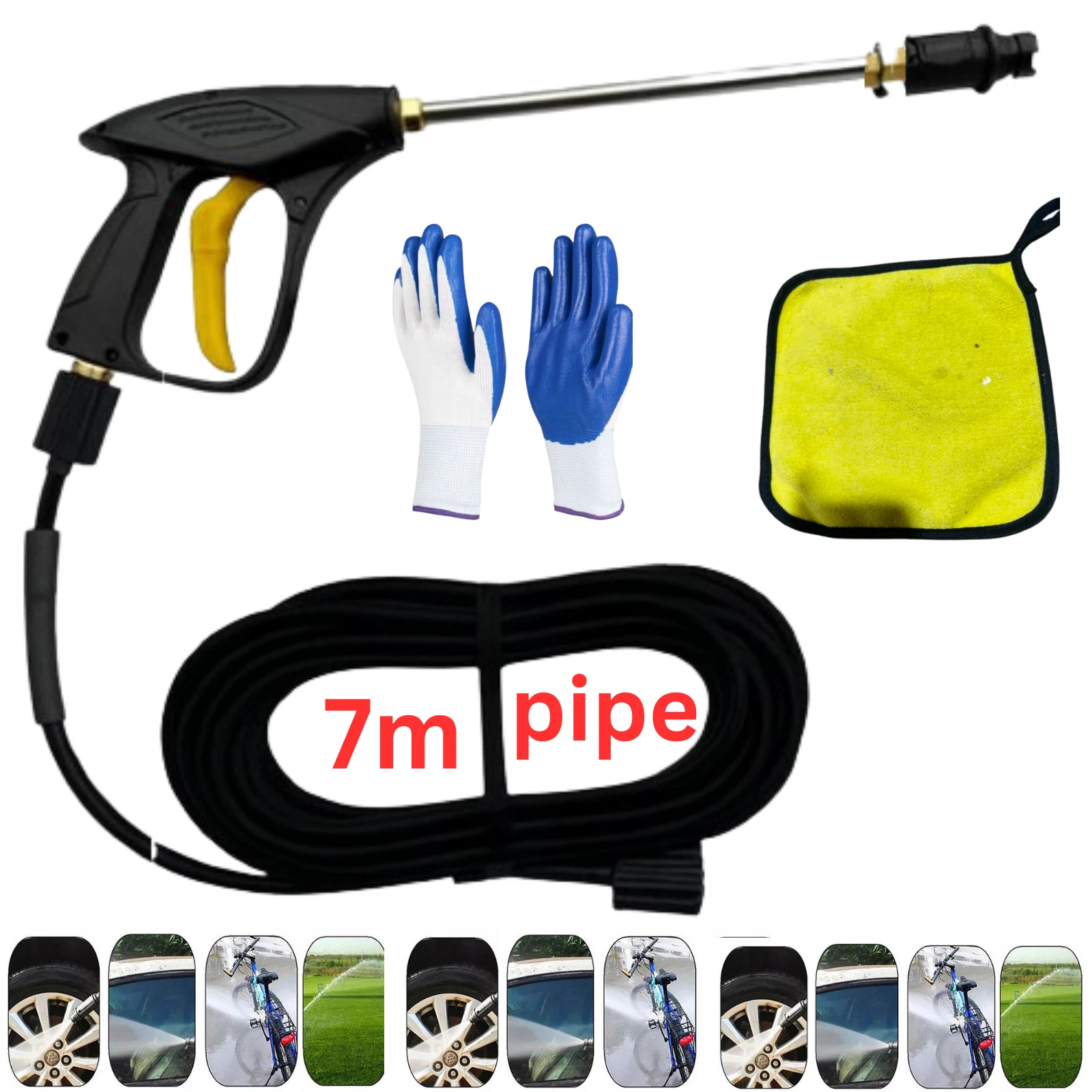 High Pressure Washer Spray Gun and 7M Washing Hose Kit For Car Jet Lan ...
