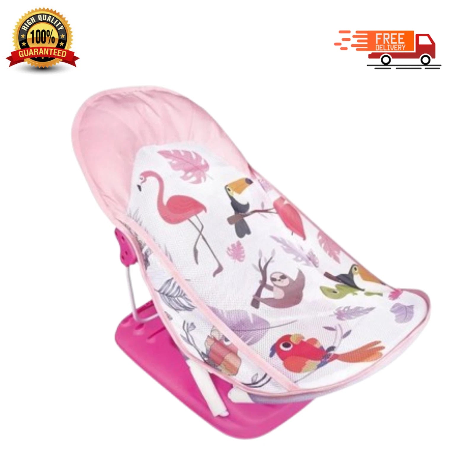 Baby Infant Bath Seat & Support Foldable Chair 3 Positions Bather Crad ...
