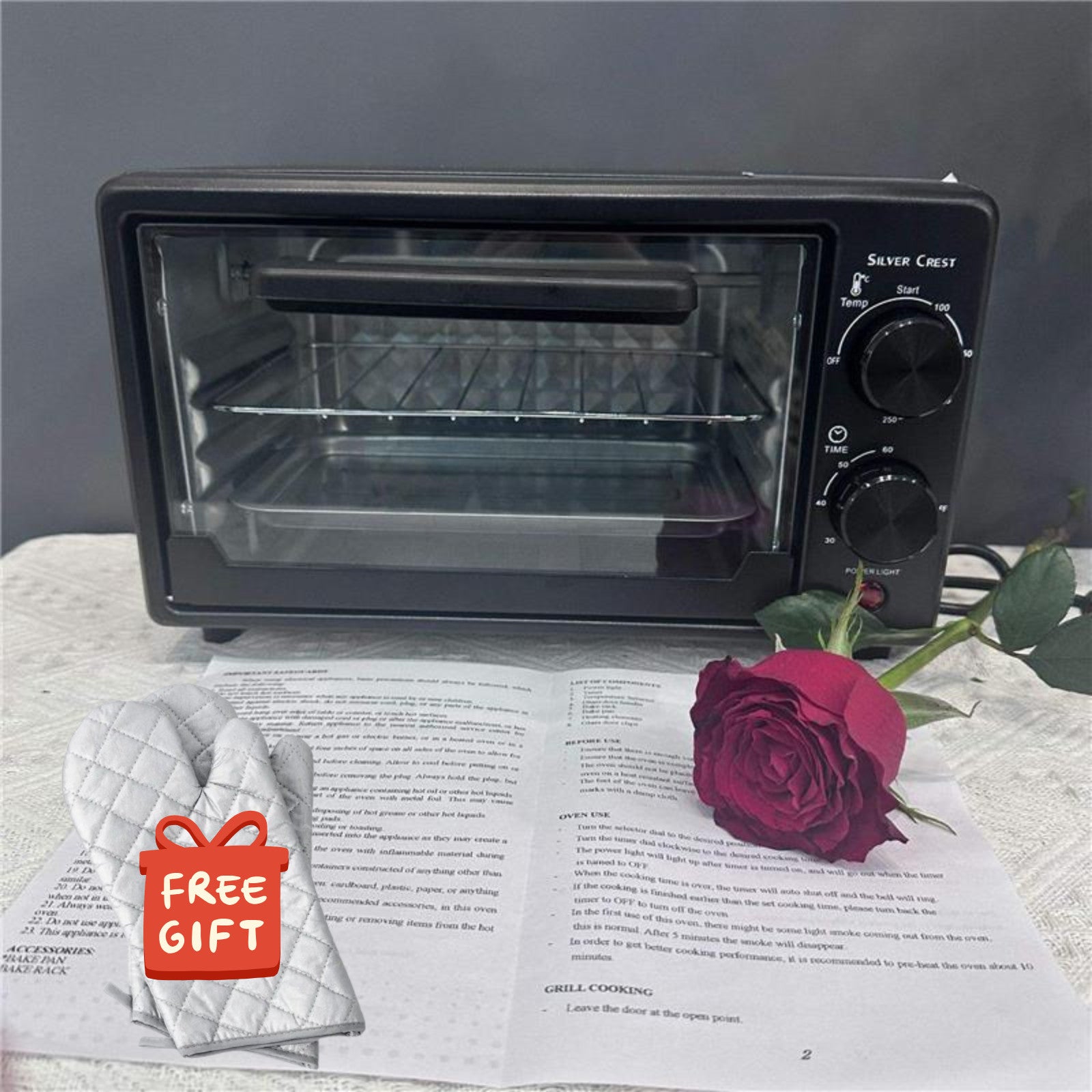 Mini Oven 12L Countertop Electric Toaster Oven with Adjustable Temp Ti ...